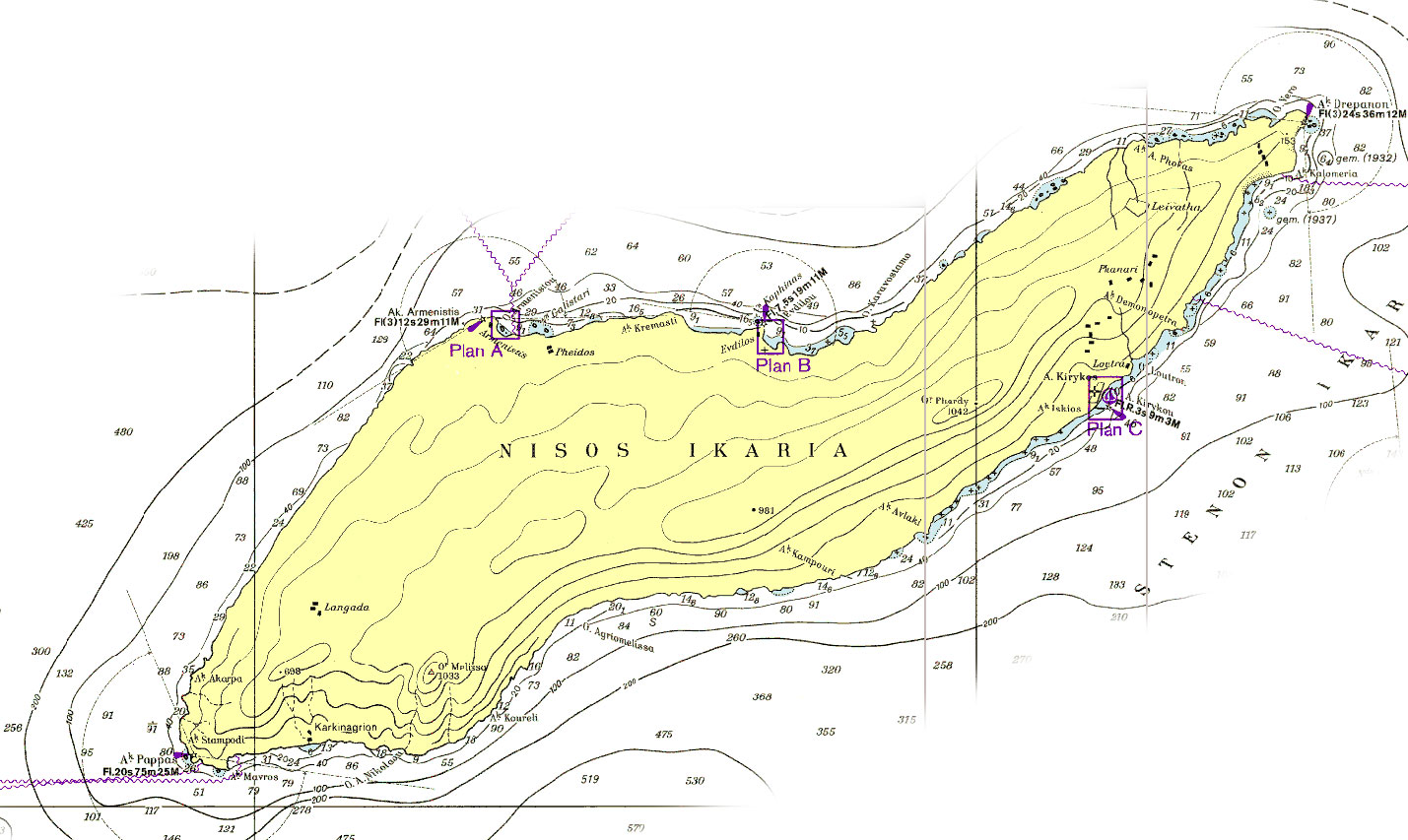 Ikaria Maps - New and Historical Maps of Island Ikaria